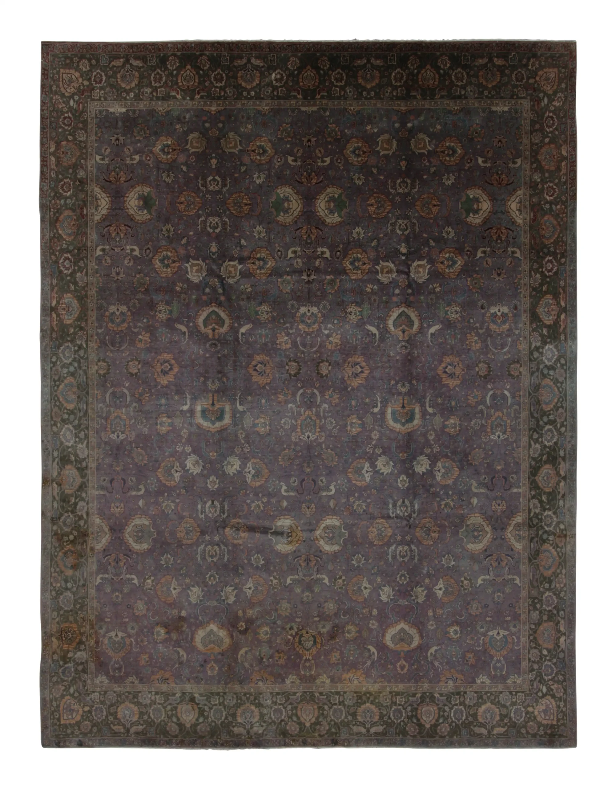 Classic Agra Floral Agra Rug, Floral Trellis on Midnight Purple Field